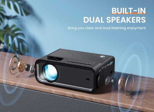 WiFi Mini Projector, ACROJOY Video Projector w/ Tripod, HD 1080P & 240" Display Supported, Portable Movie Outdoor Projector Compatible with TV Stick, HDMI, VGA, TF, AV, USB, Black