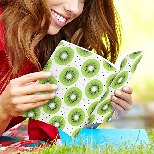 TODIYADDU Sliced Kiwi Fruits Book Covers for Soft Cover Books Waterproof No Glue Section Easy to Put On Washable Fabric Teacher Student Book Cover (Green)