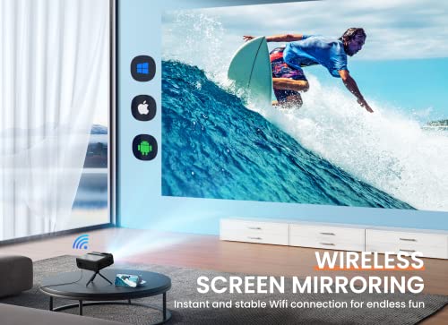 WiFi Mini Projector, ACROJOY Video Projector w/ Tripod, HD 1080P & 240" Display Supported, Portable Movie Outdoor Projector Compatible with TV Stick, HDMI, VGA, TF, AV, USB, Black