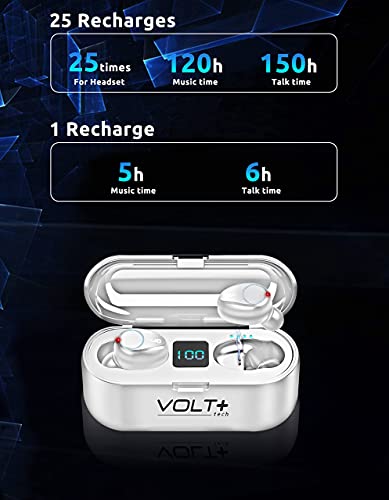 VOLT PLUS TECH Wireless V5.3 Bluetooth Earbuds for Samsung Galaxy S20/FE/Ultra/S20+/5G/Fan Edition/Plus with LED Display, Mic and 8D Bass, F9 TWS and IPX7 Waterproof/Sweatproof with 2000mAh PowerBank