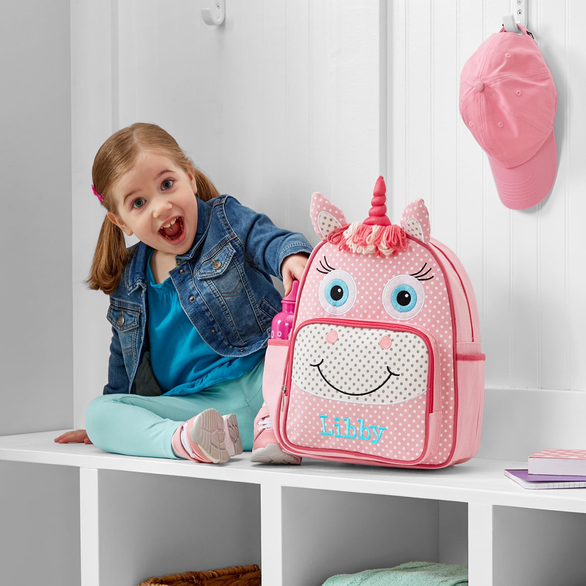 Let's Make Memories Kids Personalized Toddler Backpack for School - Custom Preschool Backpack, Little Critter, Aqua Butterfly