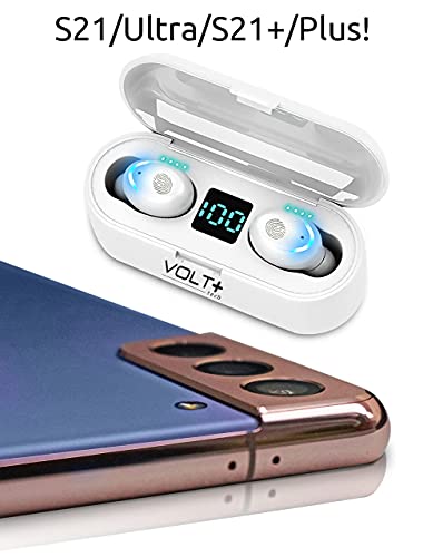 VOLT PLUS TECH Wireless V5.3 Bluetooth Earbuds for Samsung Galaxy S20/FE/Ultra/S20+/5G/Fan Edition/Plus with LED Display, Mic and 8D Bass, F9 TWS and IPX7 Waterproof/Sweatproof with 2000mAh PowerBank