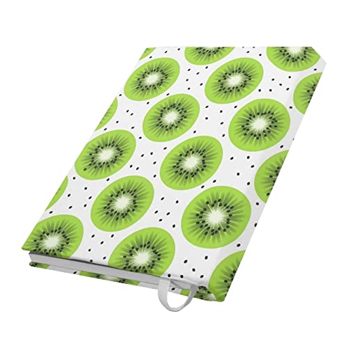 TODIYADDU Sliced Kiwi Fruits Book Covers for Soft Cover Books Waterproof No Glue Section Easy to Put On Washable Fabric Teacher Student Book Cover (Green)