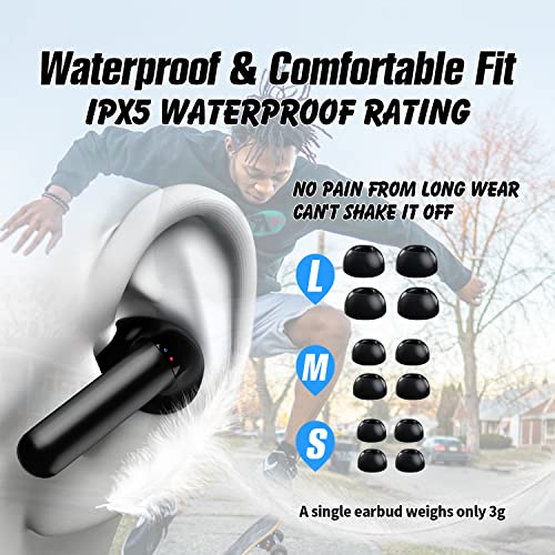 DUVOSS Bluetooth 5.3 Wireless Earbuds, Noise Cancelling Deep Bass Sound 49H Playtime Waterproof with Microphone in-Ear Stereo Headphones, Touch Bluetooth Sport & Gaming Ear Buds for iPhone Android PC