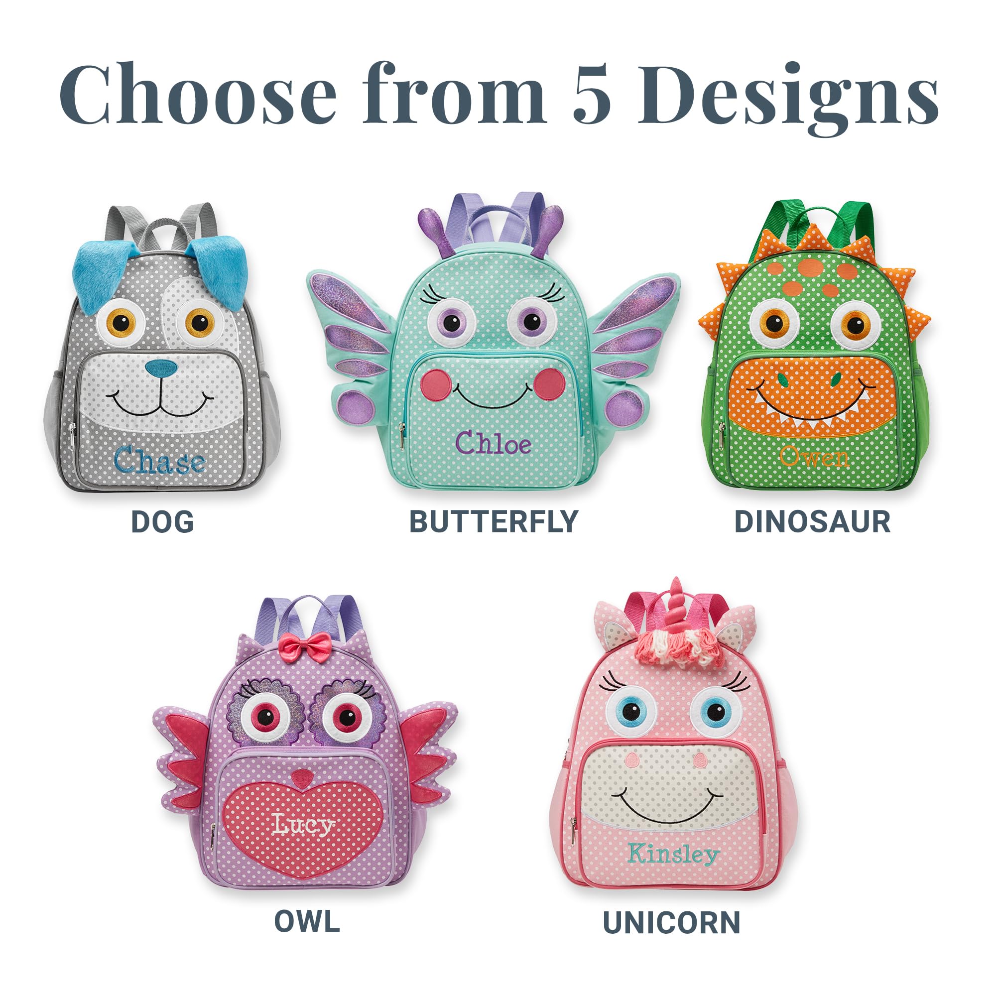 Let's Make Memories Kids Personalized Toddler Backpack for School - Custom Preschool Backpack, Little Critter, Aqua Butterfly