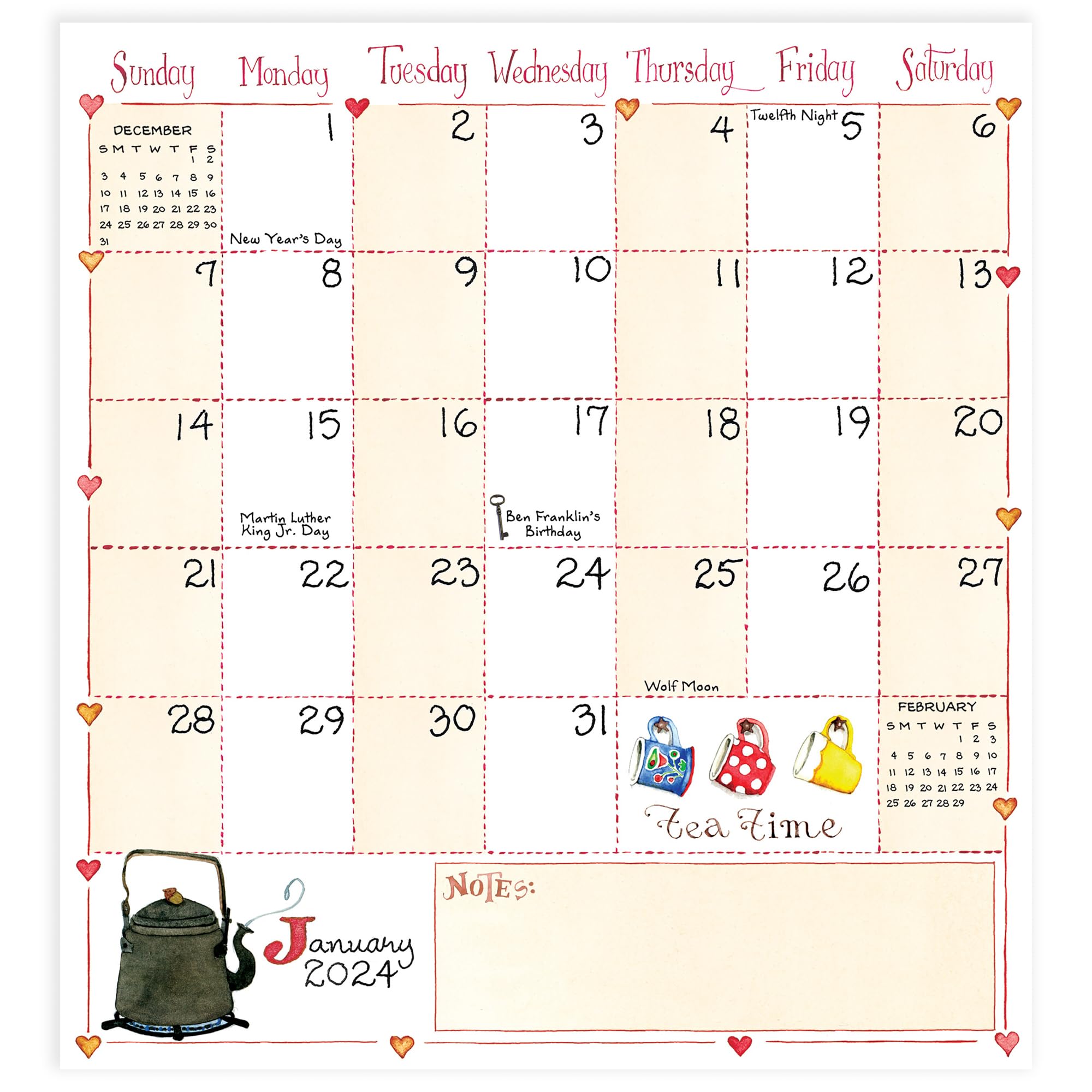 TF PUBLISHING 2024-2025 Susan Branch 2-Year Small Monthly Pocket Planner | 2-Page Large Calendar Grid and Lined Notes Section in Back | Monthly Day Planner for Purse | 3.5" x 6.5"