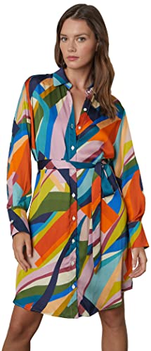 VELVET BY GRAHAM & SPENCER Women's Ayleen Picasso Print Button Up Dress, Multi, L