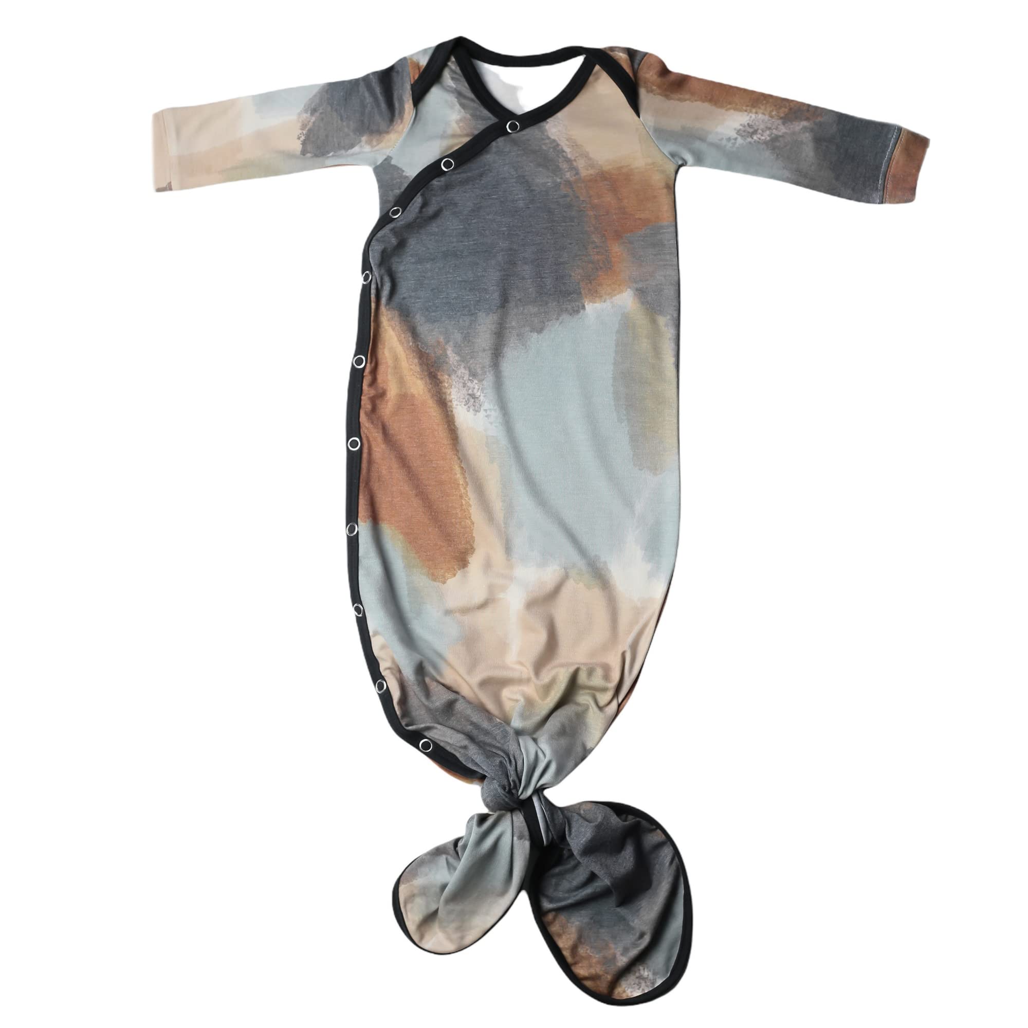 Copper Pearl Baby Gown - Knotted Newborn Sleepers for Baby Boy and Girl, Soft Stretchy Long Sleeve Infant Gowns with Bottom Tie and Hand Mittens, Perfect Hospital Coming Home Outfit (Picasso)