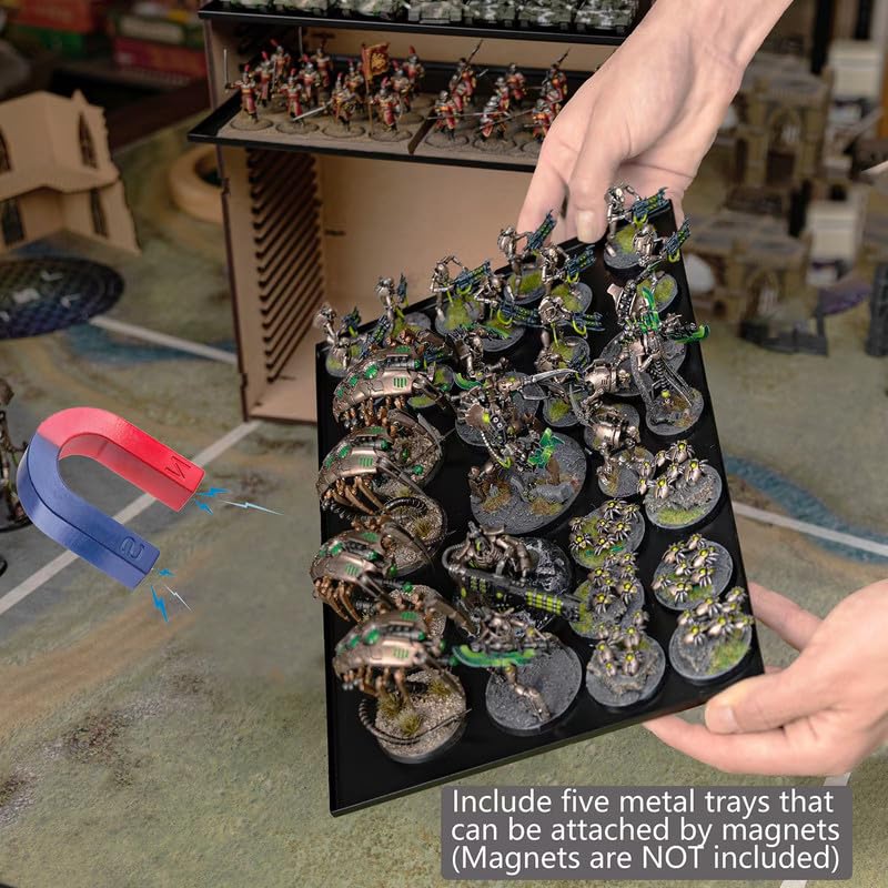 Miniature Carrying Case, Miniature Storage Case, Miniature Transport Case with Transparent Acrylic Panel Compatible with WH 40k, AoS, DND and More