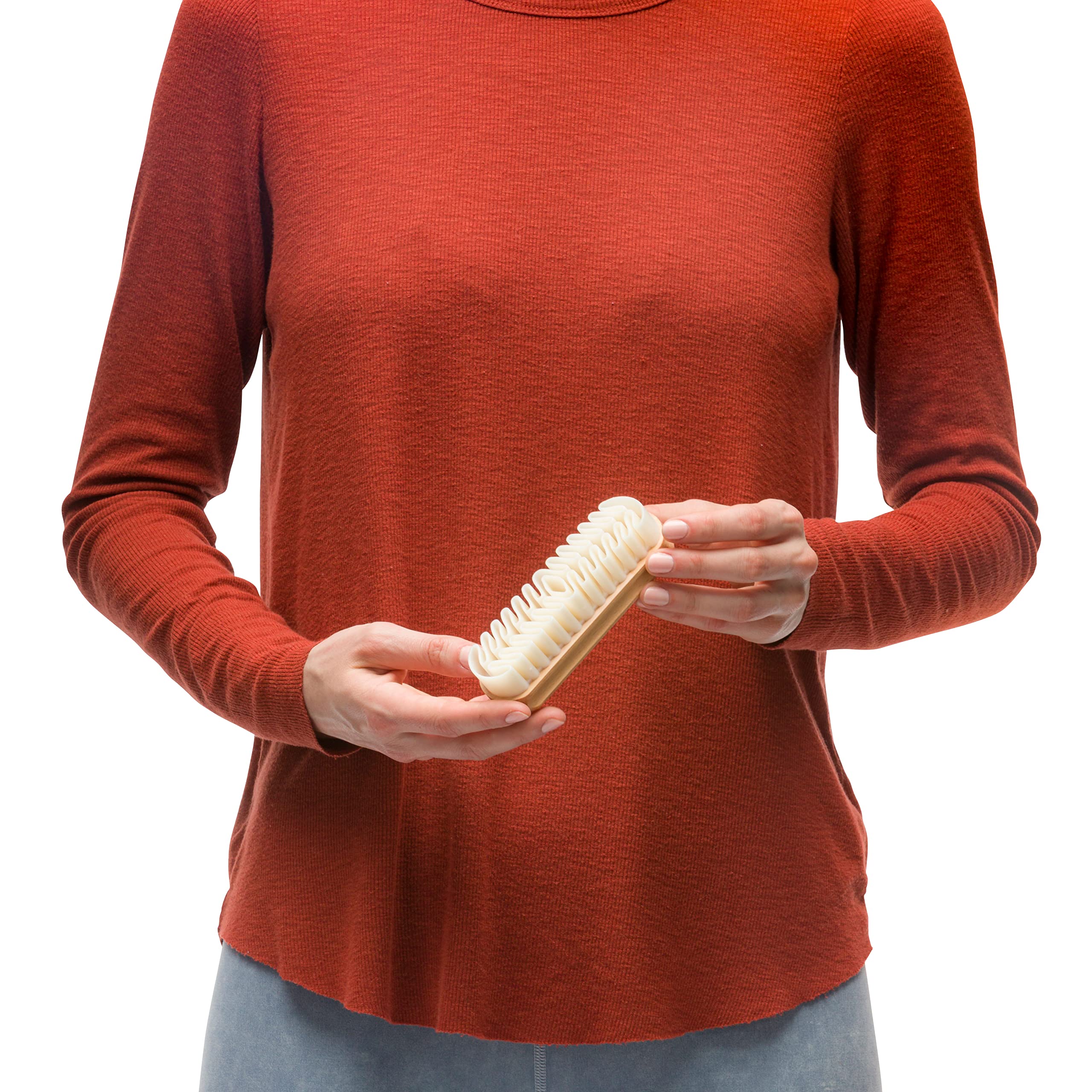 Redecker Rubber Crepe Suede Brush with Waxed Beechwood Handle, Safely Cleans Nubuck Leather, 5-Inches Long