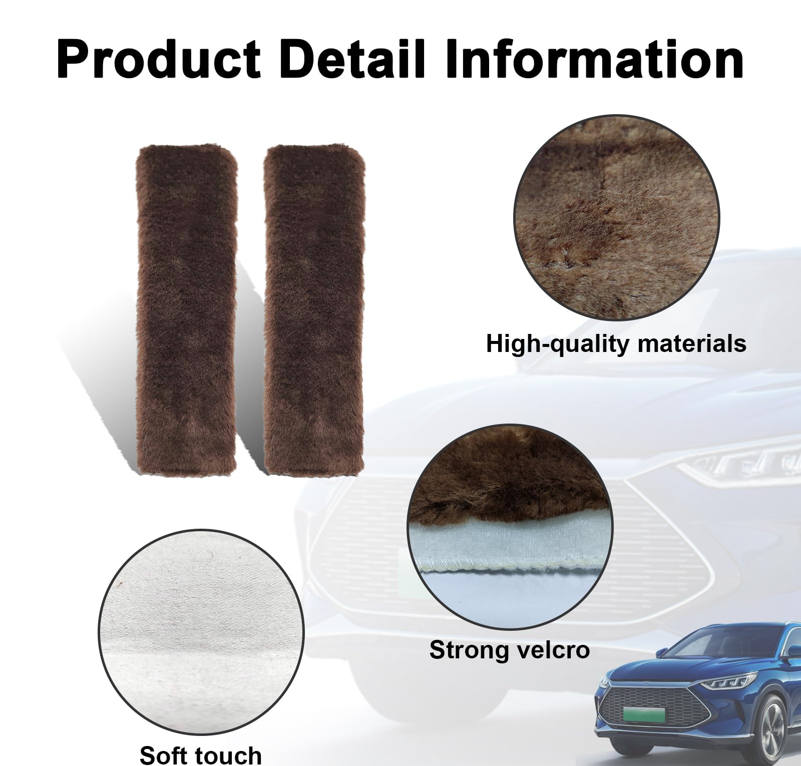 Ziciner 2 Packs Car Seatbelt Covers Shoulder Pad, Universal Soft Faux Sheepskin Shoulder Cover for Comfortable Driving, Fluffy Seat Belt Protector Help to Protect Your Neck and Shoulder (Coffee)