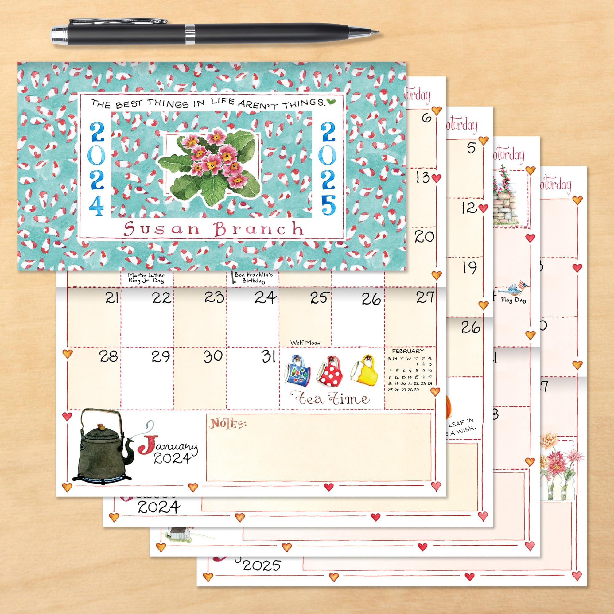 TF PUBLISHING 2024-2025 Susan Branch 2-Year Small Monthly Pocket Planner | 2-Page Large Calendar Grid and Lined Notes Section in Back | Monthly Day Planner for Purse | 3.5" x 6.5"