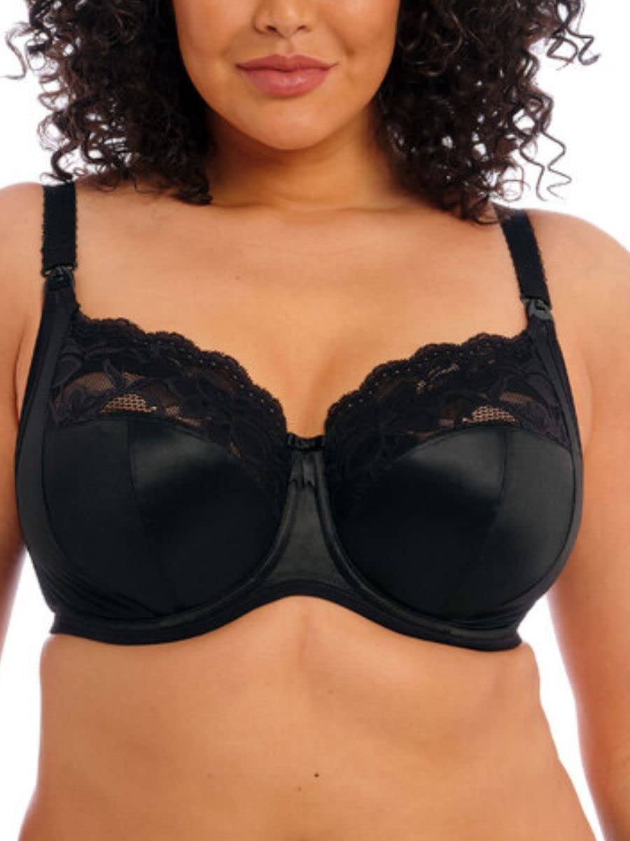 Elomi Molly Stretch Lace Underwire Nursing Bra (4542),40K,Black