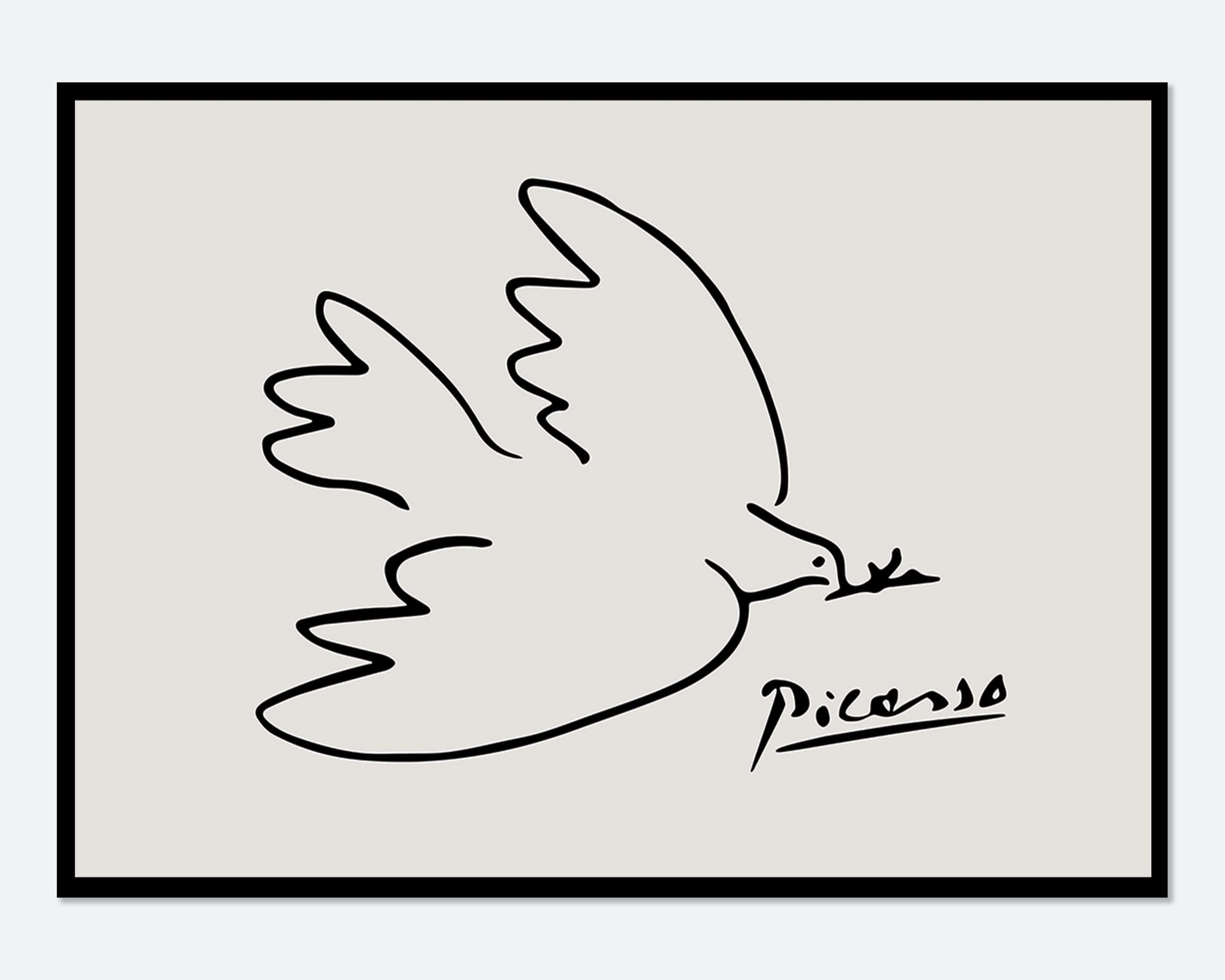 Wall Art Print Picasso Print, Picasso Dove Print, Pablo Picasso Dove of Peace Line Art Print, Picasso Poster, Vintage Poster, Museum Exhibition Poster PP27 11x17 Inches