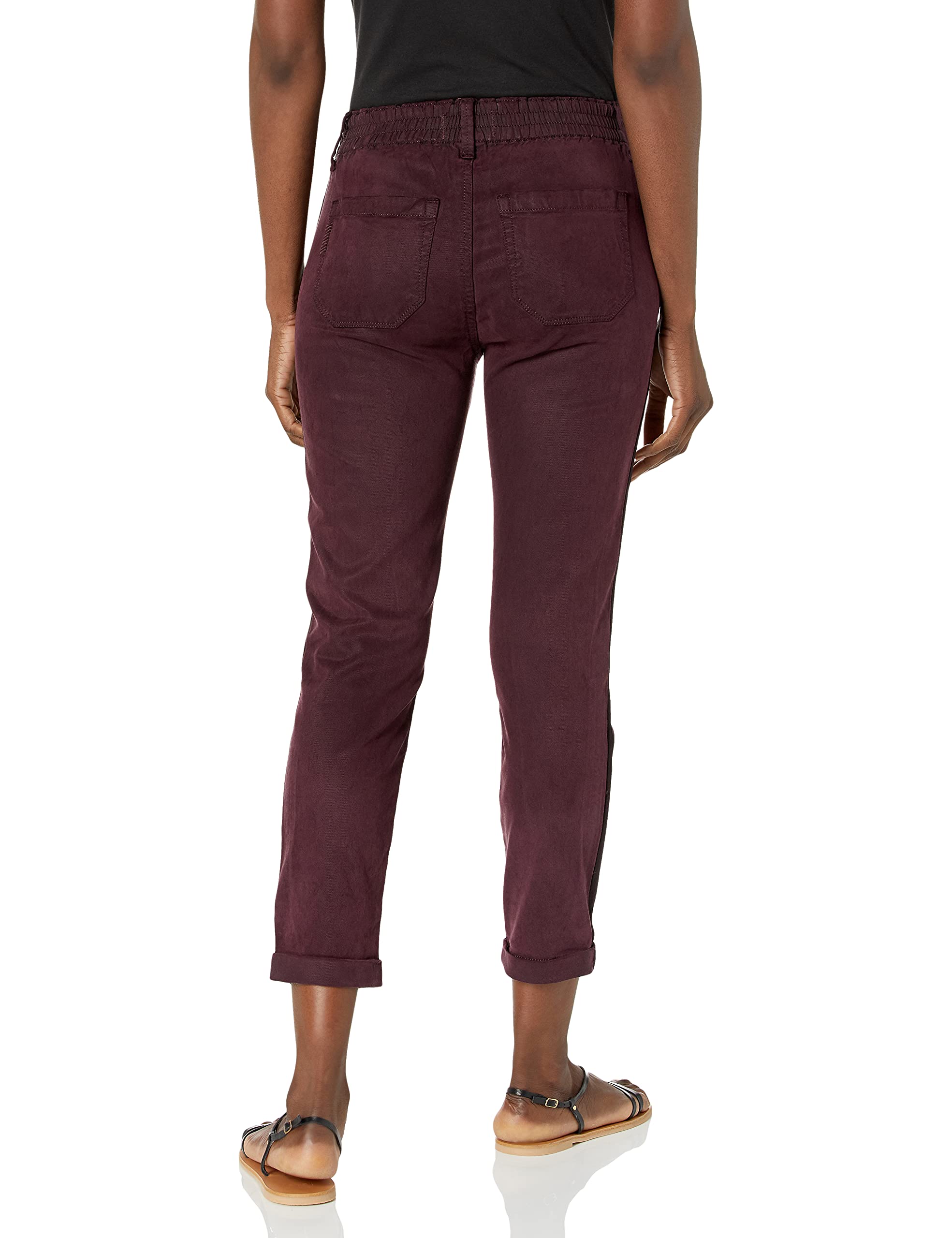 PAIGE Women's Christy Off Duty High Rise Tapered Pant W/Grosgrain Side Stripe, Vintage Deep Berry, 30