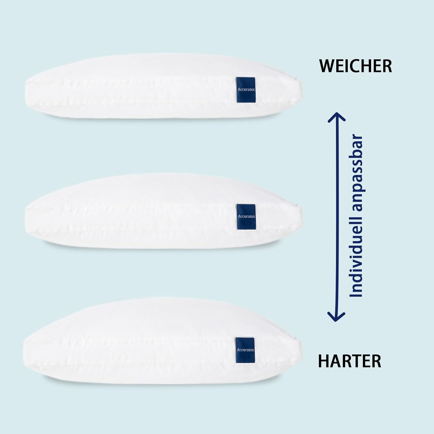 ACCURATEX Premium Bed Pillows King Size Set of 2, Shredded Memory Foam Pillow Hybrid with Fluffy Down Alternative Fill Removable Cotton Cover, Adjustable Firm Pillow for Side,Back,Stomach Sleepers