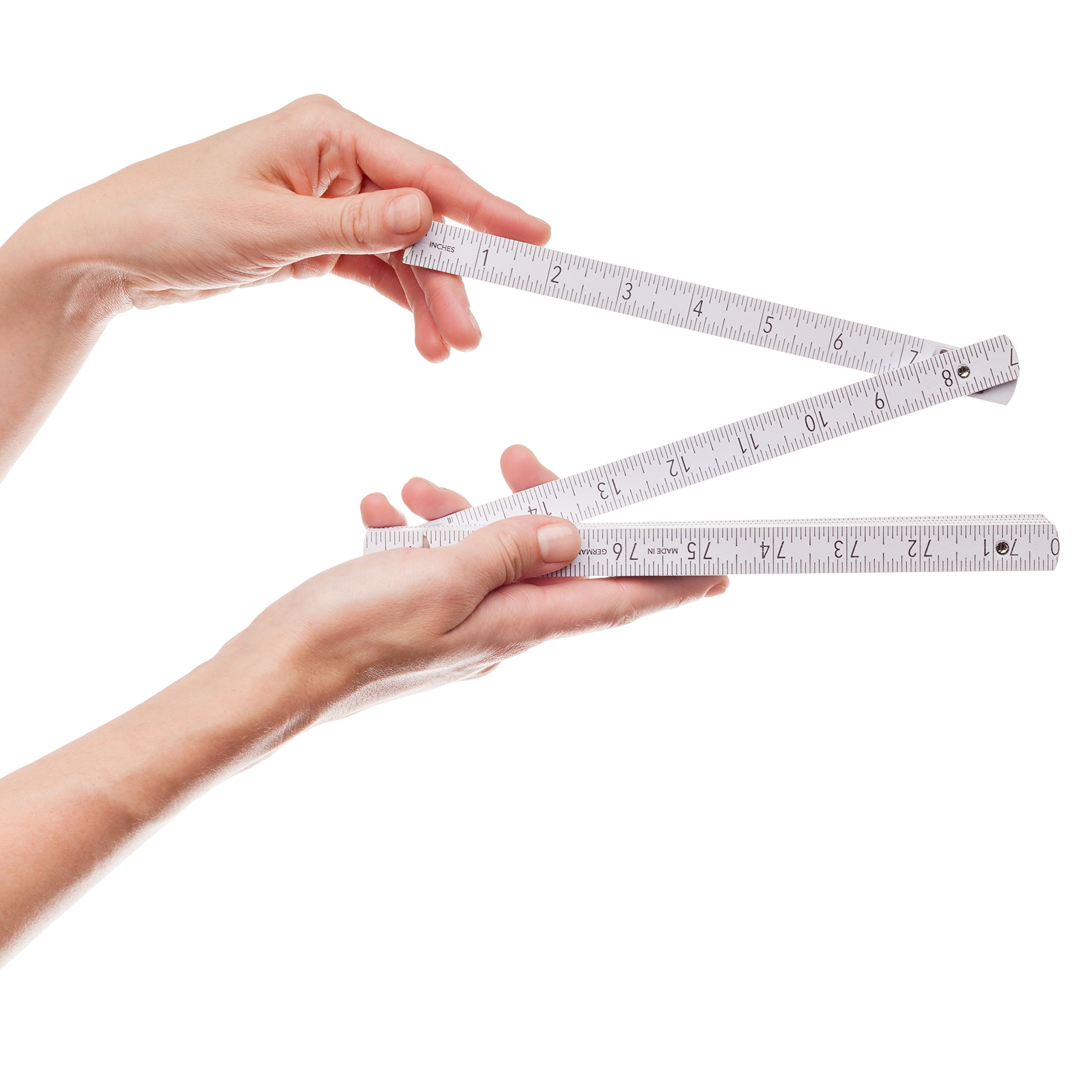 Redecker ADGA Folding Beech Wood Rule, US and Metric Measurements, Stainless Steel Springs, 78-3/4-Inch Extended Length Folds to 9-1/2 Inches