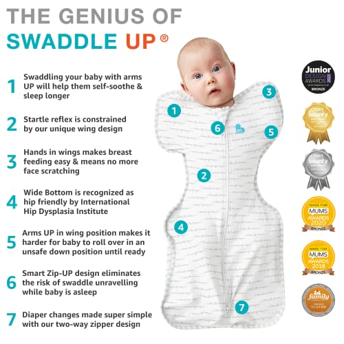 Love to Dream Swaddle UP, Warm 2.5 TOG, Dreamer, Baby Swaddle Sleep Sack for 5-8.5 lbs., Baby Essentials for Newborn, Ensures Dramatically Better Sleep, Allows Arms Up for Self-Soothing