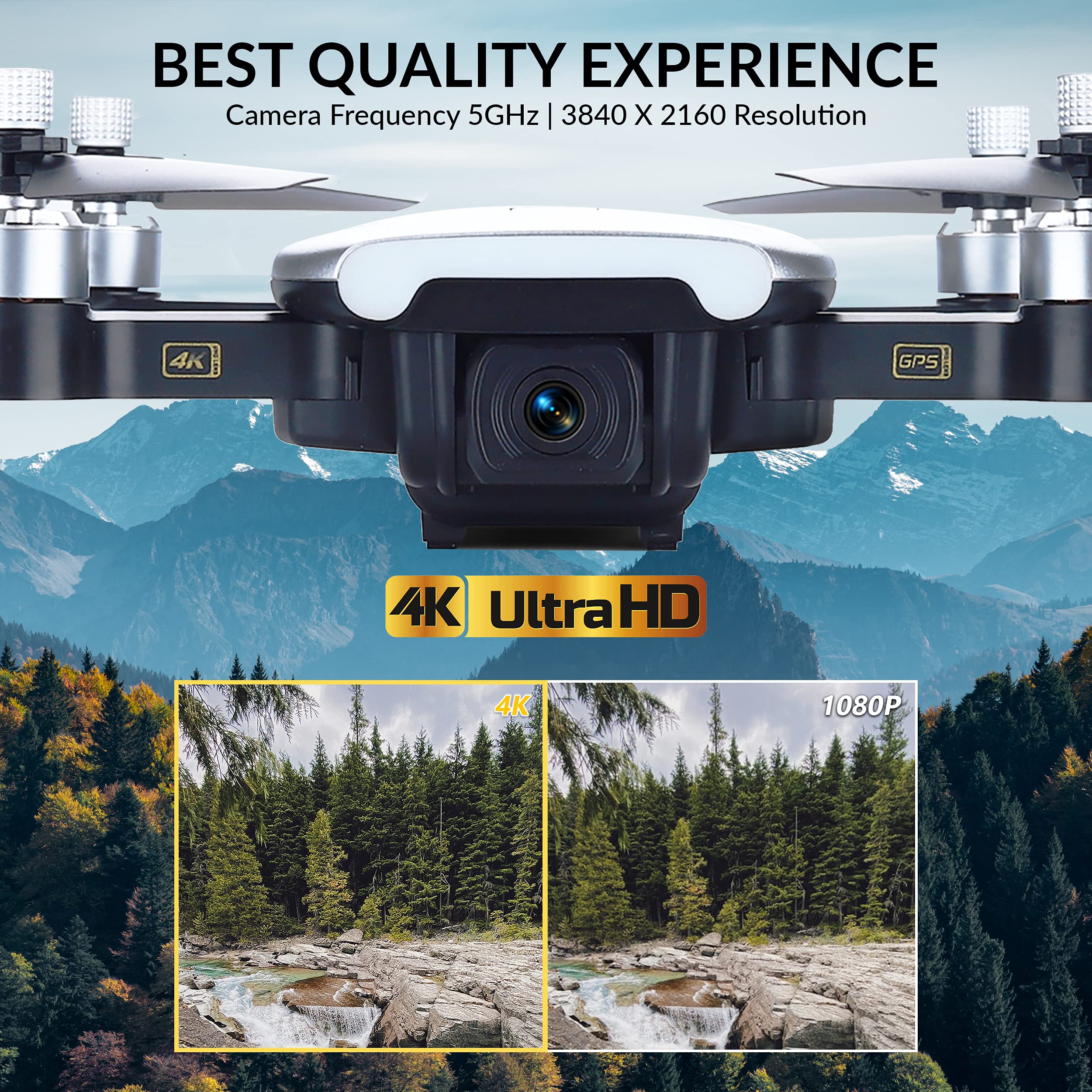 Contixo F30 Drone for Kids and Adults WiFi 4K UHD Camera and GPS,FPV Quadcopter for Beginners,Foldable Mini Drone,Brushless Motor,Follow Me,Two Batteries and Carrying Case Included