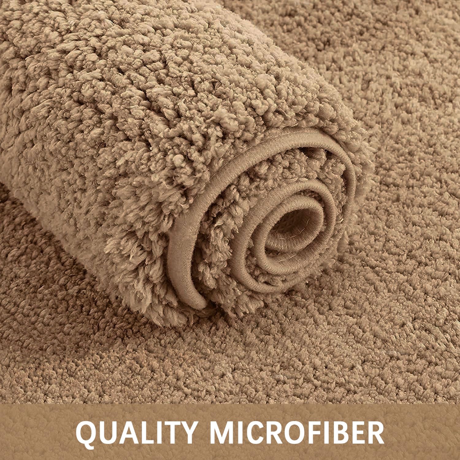 Buganda Microfiber Bathroom Contour Rug (24x20, Camel) Shaggy Soft and Absorbent, Non Slip, Thick Plush, Machine Washable U Shape Toilet Rug for Bathroom