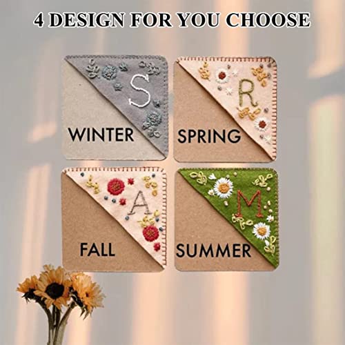 Personalized Hand Embroidered Corner Bookmark, 26 Letters Felt Triangle Corner Page Bookmark Handmade Stitched Book Marker Cute Flower Bookmarks, for Book Lovers Meaningful Gifts