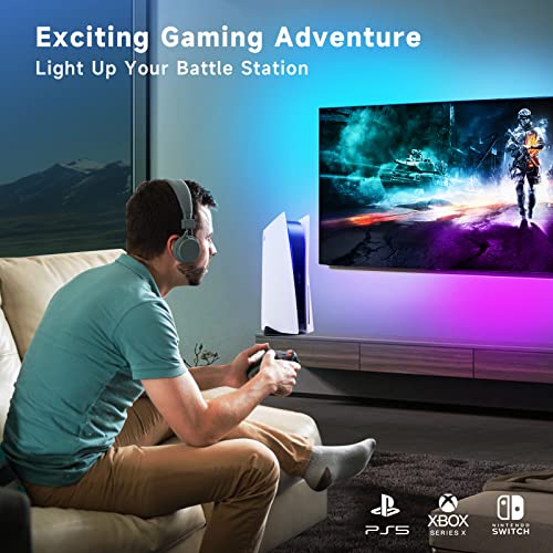 COMSYNC Immersion TV LED Backlights Kit & HDMI 2.0 Sync Box, RGBIC Wi-Fi TV Light Strip for 55-65 inch TVs PC, Works with Alexa & Google Assistant, App Control, Sync with TV, Music and Gaming, 4K HDR