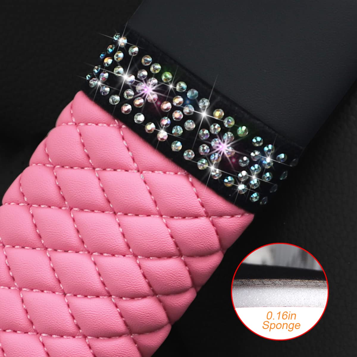 zipelo 2 Pcs Auto Seat Belt Cover, Breathable Leather Shoulder Pads Protect Your Neck, Harness Pads Strap for a More Comfortable Driving, Car Accessories Compatible with Adults Kids (Pink)