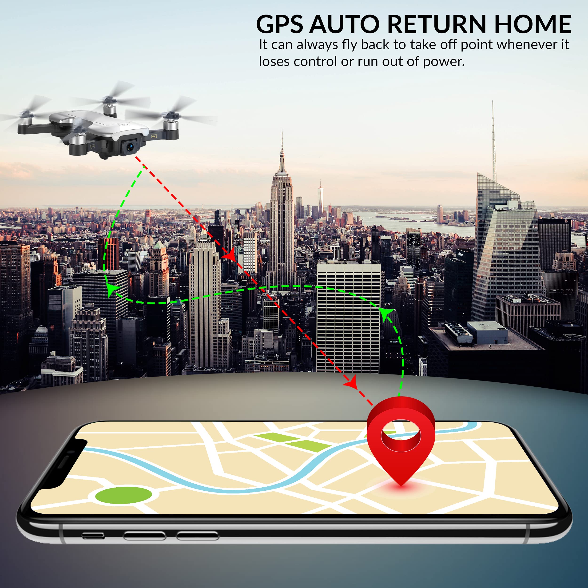 Contixo F30 Drone for Kids and Adults WiFi 4K UHD Camera and GPS,FPV Quadcopter for Beginners,Foldable Mini Drone,Brushless Motor,Follow Me,Two Batteries and Carrying Case Included