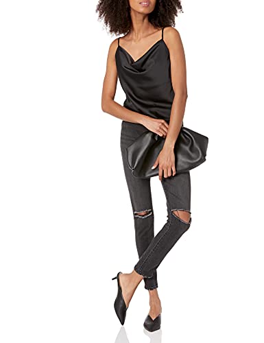 The Drop Women's Christy Cowl Neck Cami Silky Stretch Top Shirt, -Black, M