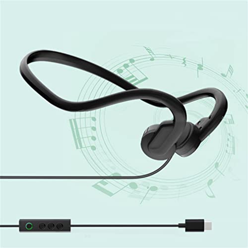 ADKNY Wired Bone Conduction Headphones, Sports Headset Built-in Microphones Lightweight, for Running Cycling Workout Hiking Gym,Type C, Orange