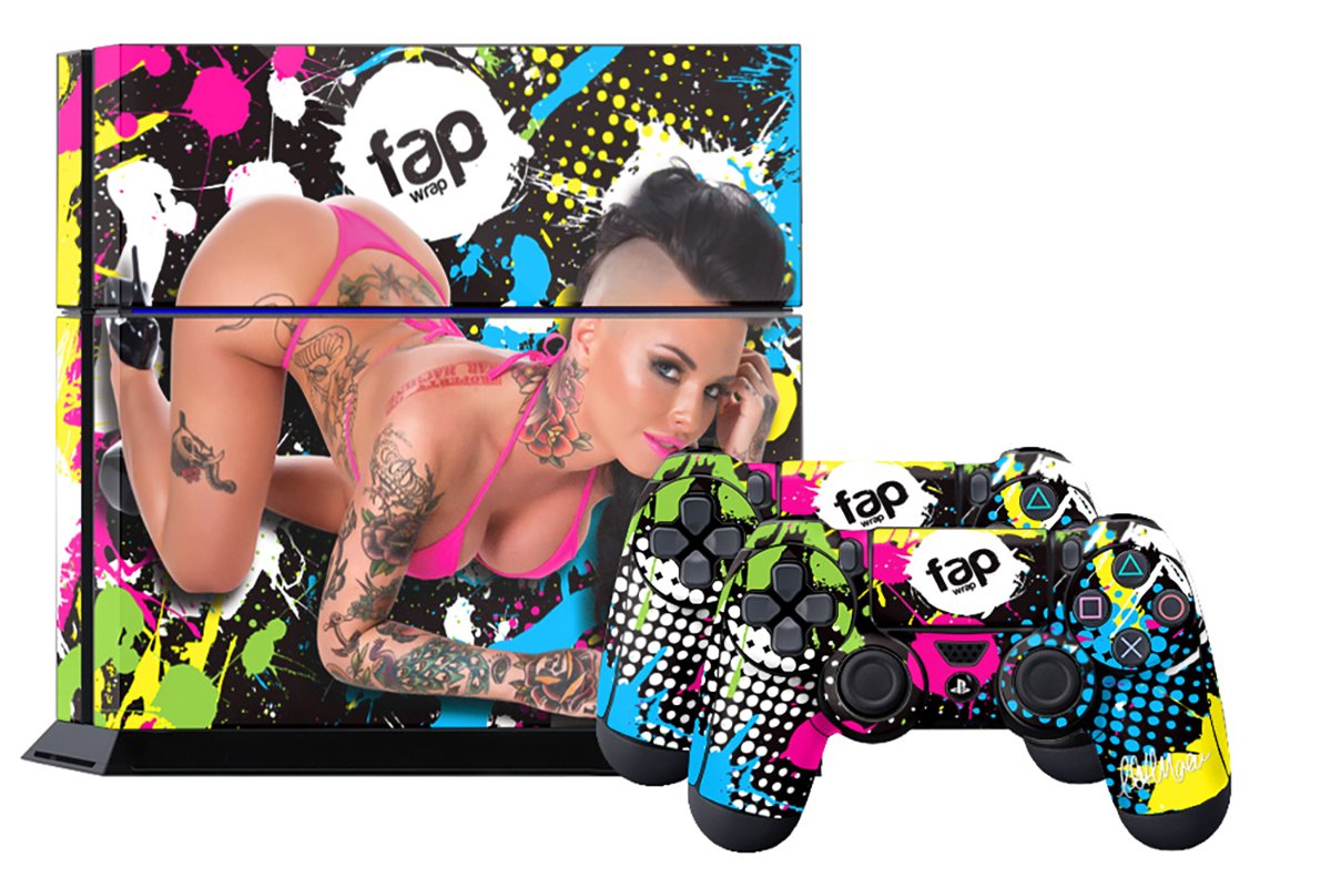 Ps4 Console Designer Skin for Sony Playstation 4 System Plus Two(2) Decals For: Ps4 Dualshock Controller - Christy Mack Neon Splatter