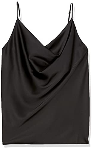 The Drop Women's Christy Cowl Neck Cami Silky Stretch Top Shirt, -Black, M
