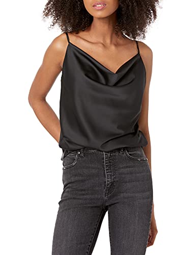 The Drop Women's Christy Cowl Neck Cami Silky Stretch Top Shirt, -Black, M