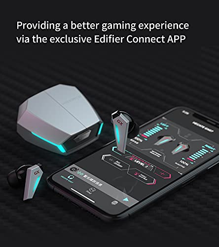HECATE by Edifier GX07 Wireless Gaming Earbuds, Active Noise Cancelling Bluetooth Earbuds with 6 Microphones, LHDC/AAC, Ultra Low Latency, Dual Modes, App Control, RGB Light, 32.5h Playtime - Grey