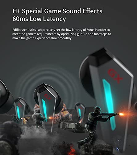 HECATE by Edifier GX07 Wireless Gaming Earbuds, Active Noise Cancelling Bluetooth Earbuds with 6 Microphones, LHDC/AAC, Ultra Low Latency, Dual Modes, App Control, RGB Light, 32.5h Playtime - Grey
