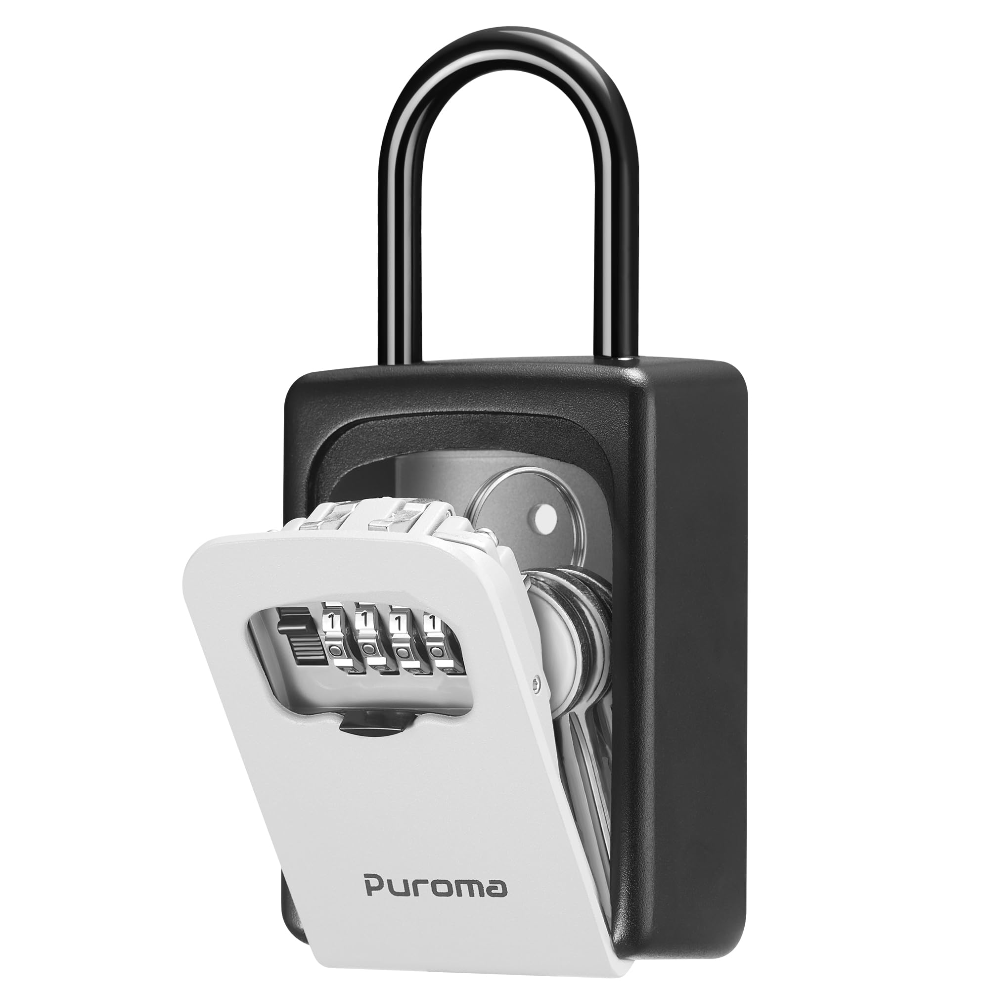 Puroma Key Lock Box Waterproof Combination Lockbox Portable Resettable Wall Mounted & Hanging Key Safe Lock Box for House Keys, Realtors, Garage Spare, Gray (1 Pack)