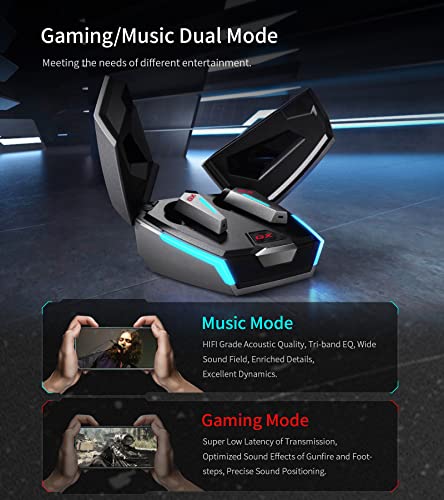 HECATE by Edifier GX07 Wireless Gaming Earbuds, Active Noise Cancelling Bluetooth Earbuds with 6 Microphones, LHDC/AAC, Ultra Low Latency, Dual Modes, App Control, RGB Light, 32.5h Playtime - Grey