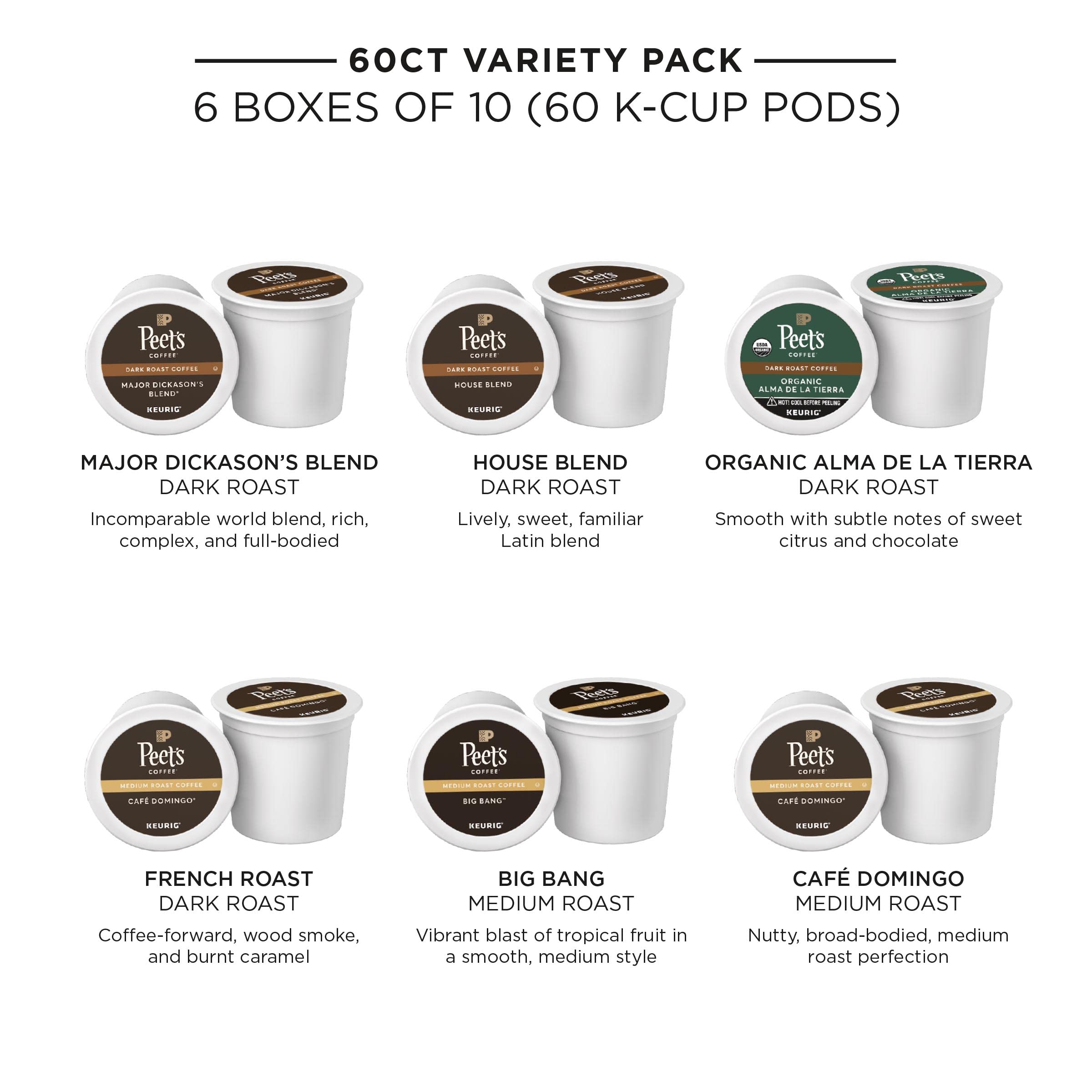 Peet's Coffee, Bestseller's Variety Pack Keurig Coffee Pods
