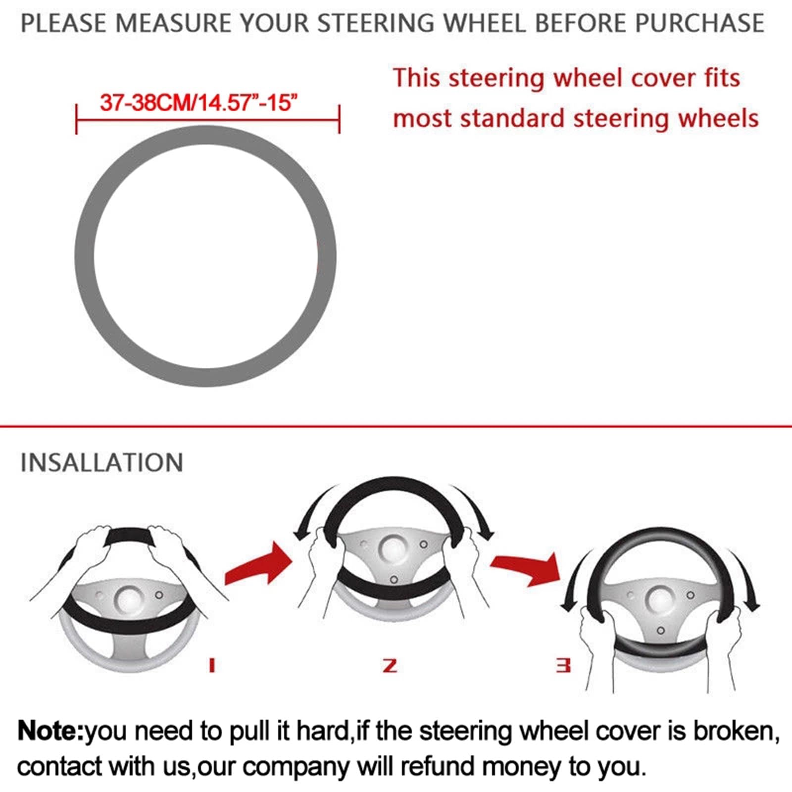 Steering Wheel Cover 38cm Car Steering Wheel Cover, for Citroen C3 C4 C1 C5 C2 Berlingo C Elysee Saxo DS3 Picasso Aircross Sega
