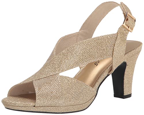 Easy Street Women's Christy Heeled Sandal, Gold Glitter, 8.5