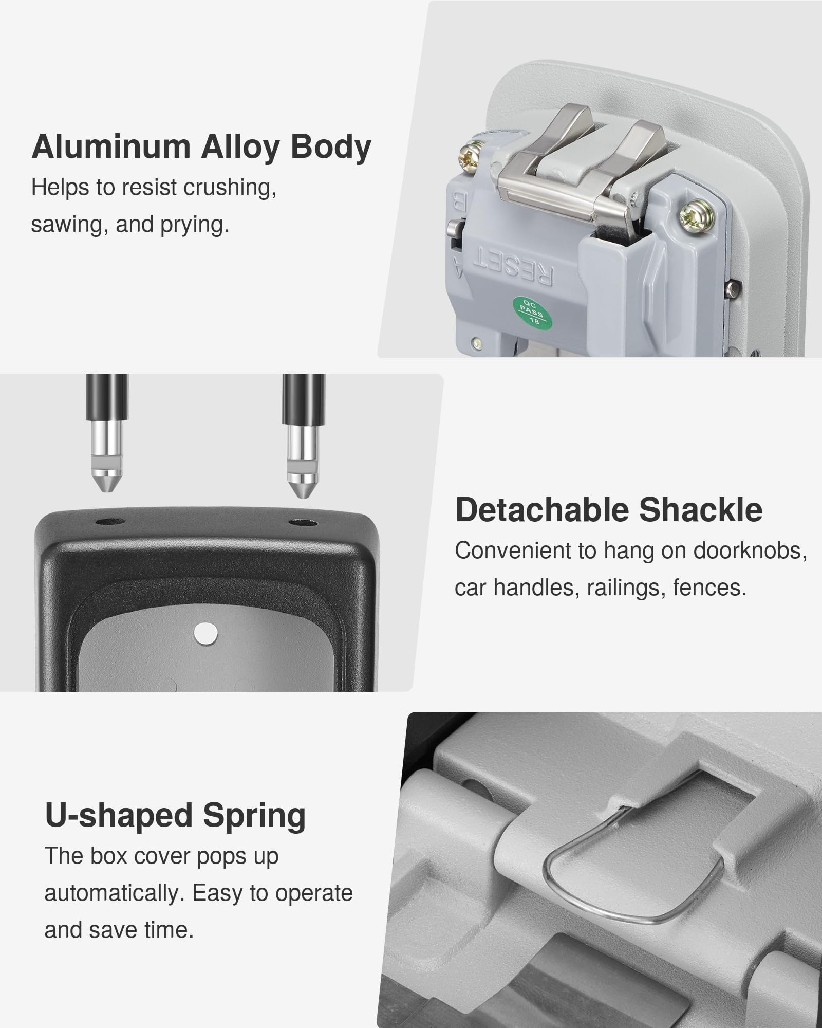 Puroma Key Lock Box Waterproof Combination Lockbox Portable Resettable Wall Mounted & Hanging Key Safe Lock Box for House Keys, Realtors, Garage Spare, Gray (1 Pack)