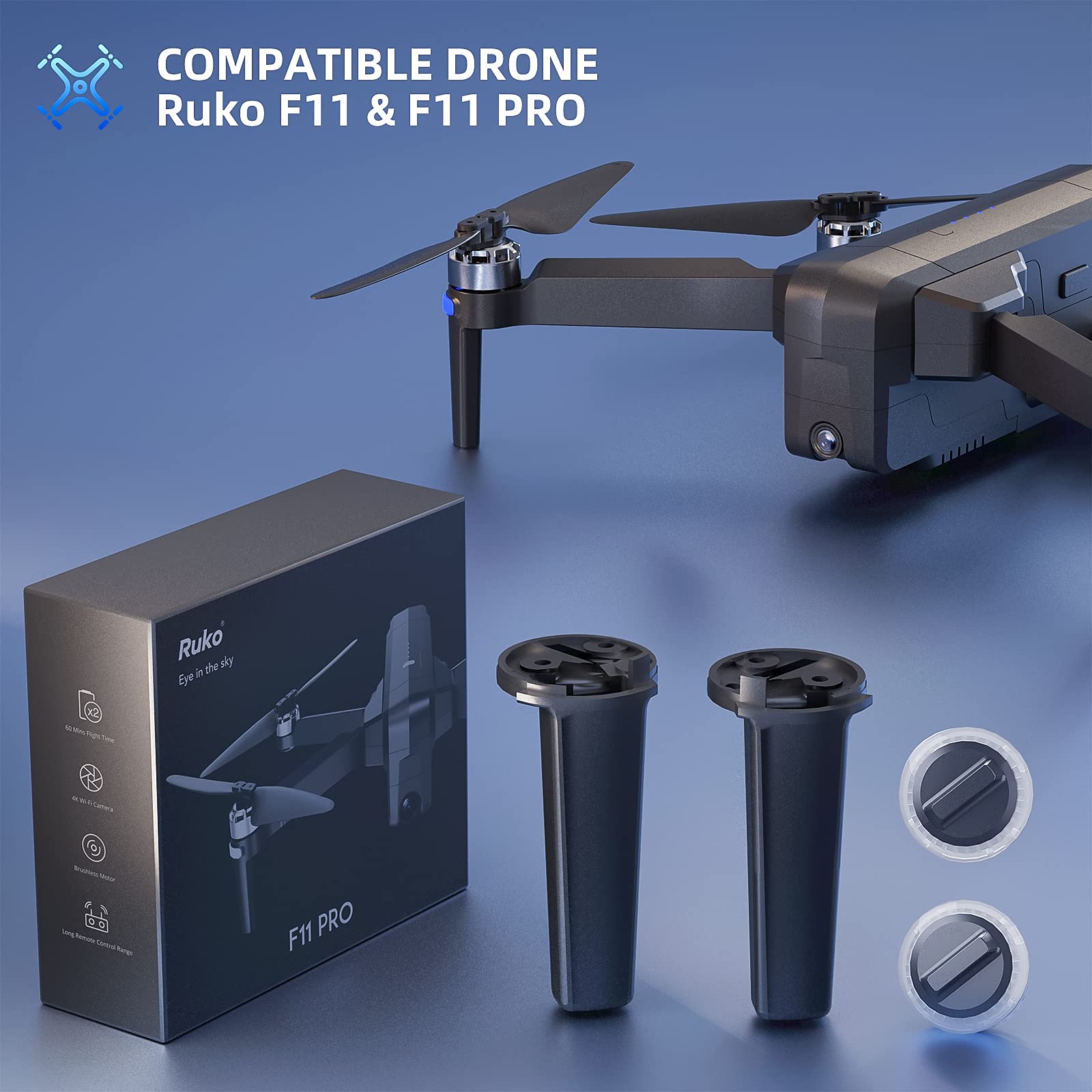 Ruko F11GIM2 Drone with 3 Batteries and Spare Gears, Auto to Home, Brushless Motor, 6-Level Wind Resistance