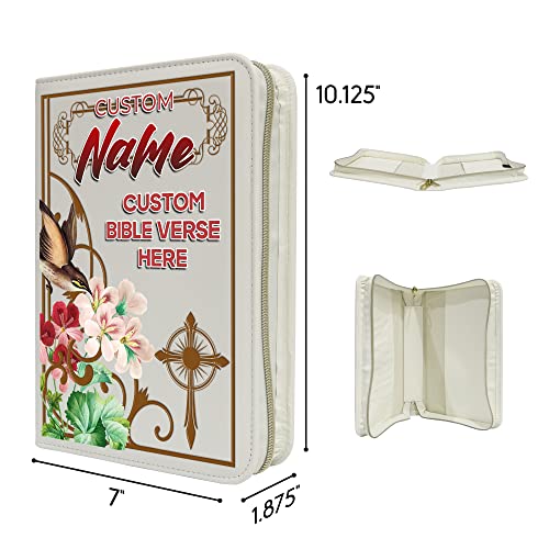 10x7 Inch Personalized Bible Cover – Create Your Own Design, Custom Bible Cover and Carrying Case with Handle – Leatherette Book Covers and Bible Case for Women - White (Design 6)