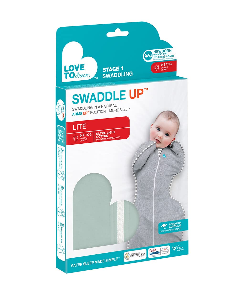 Love to Dream Swaddle, Baby Sleep Sack, Swaddle Up Self-Soothing Swaddles for Newborns, Snug Fit Helps Calm Startle Reflex, Lite 0.2 Tog Sleep Sack, 13-19 lbs, Olive