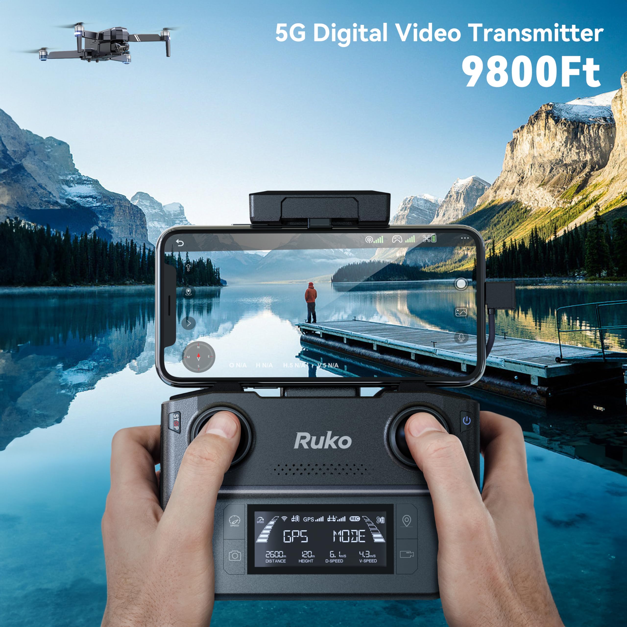 Ruko F11GIM2 Drone with 3 Batteries and Spare Gears, Auto to Home, Brushless Motor, 6-Level Wind Resistance
