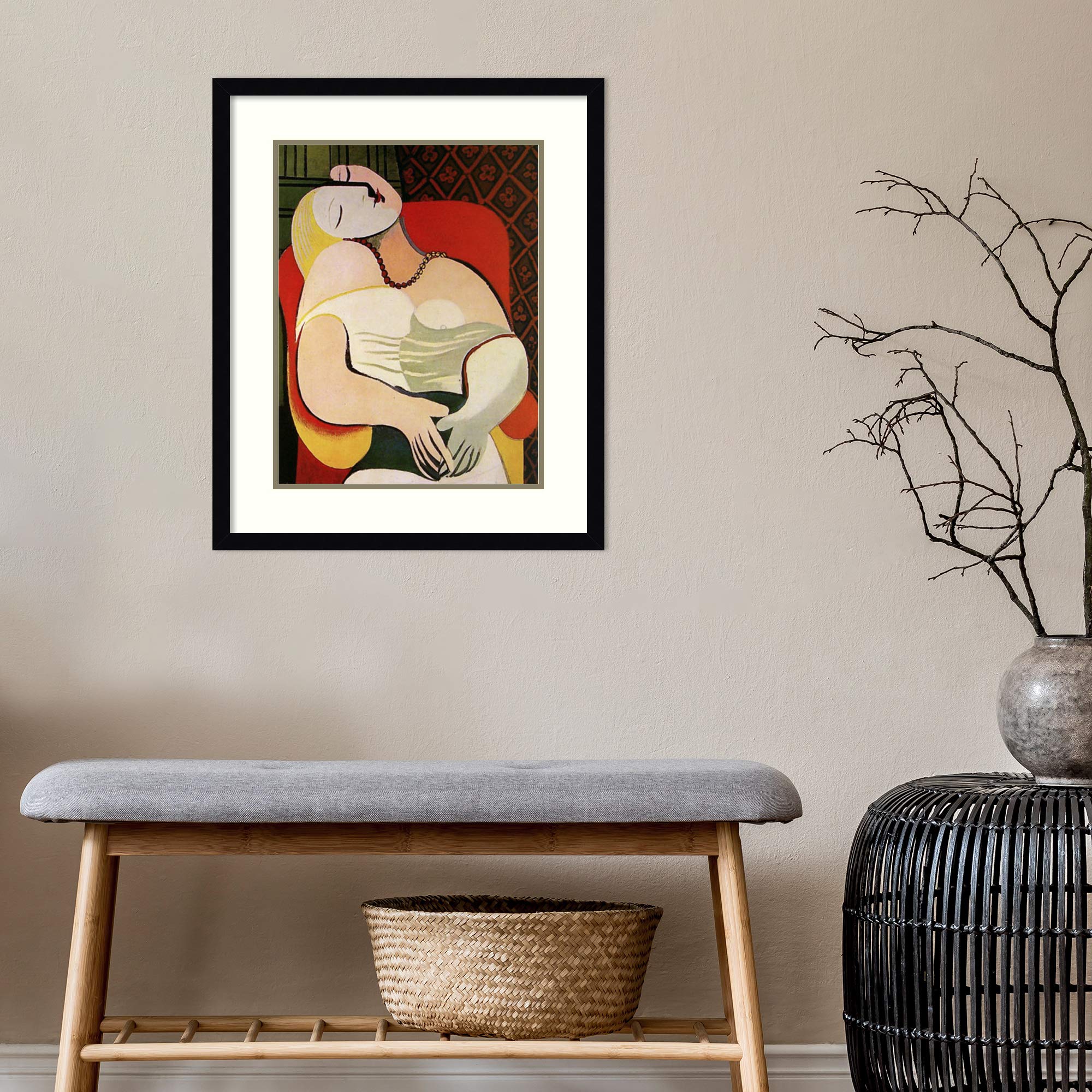 Amanti Art Framed Wall Art Print 24x20 The Dream 1932 by Pablo Picasso, People Wall Art, Museum Masters Classics Decor, Medium Poster Painting Artwork for Living Room, Bedroom, Bathroom, Kitchen