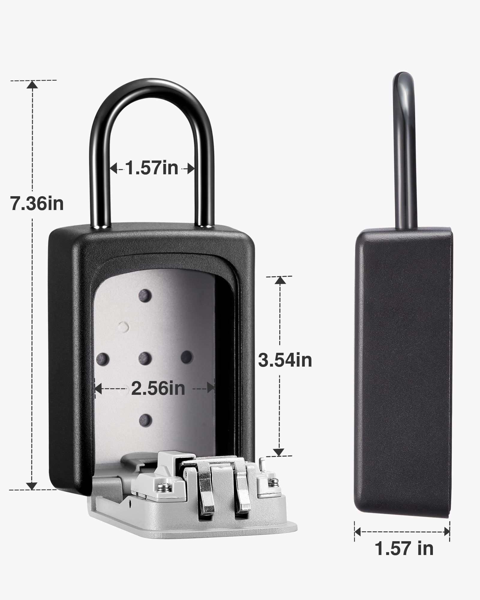 Puroma Key Lock Box Waterproof Combination Lockbox Portable Resettable Wall Mounted & Hanging Key Safe Lock Box for House Keys, Realtors, Garage Spare, Gray (1 Pack)