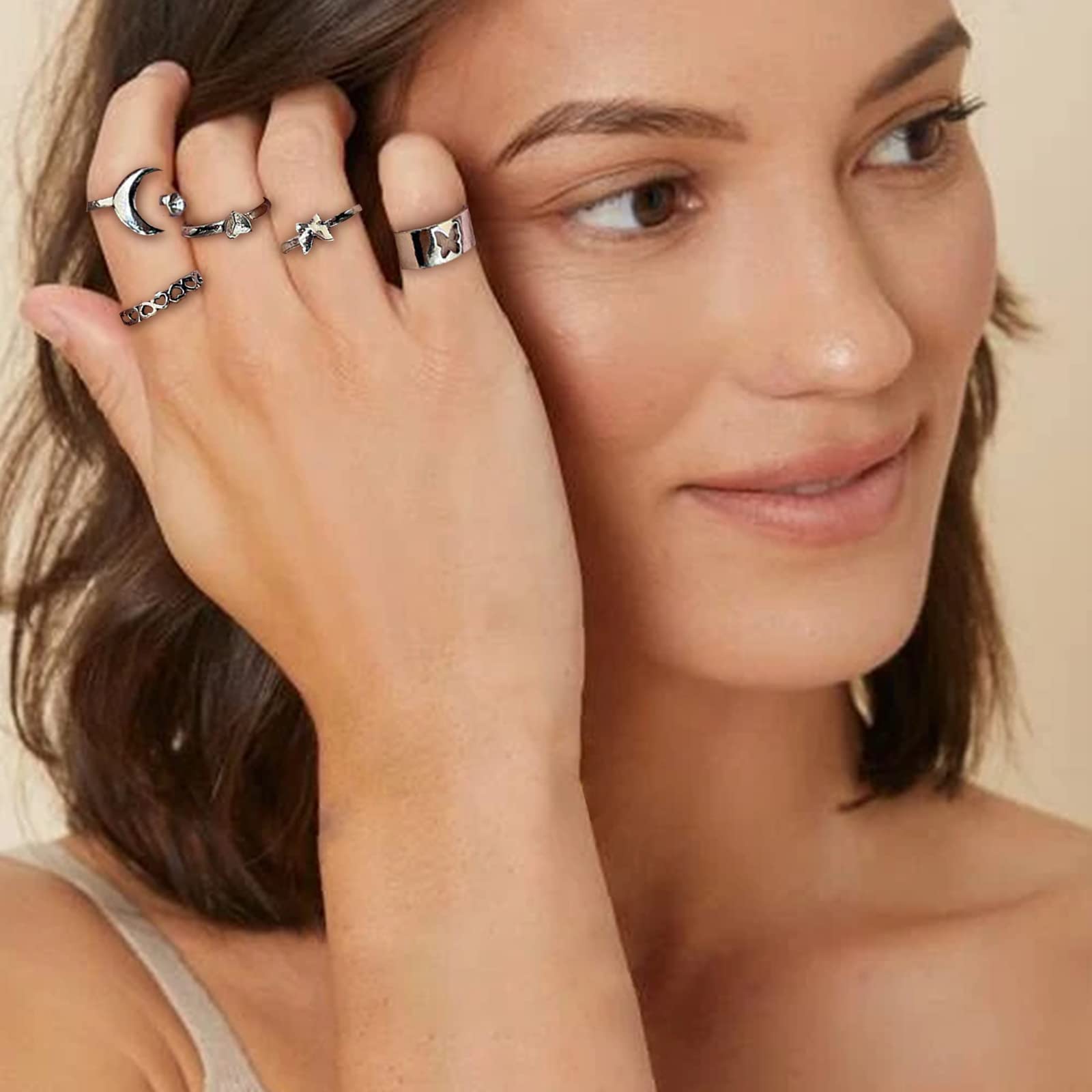 Harry and Henry Gold Stackable Rings for Women Gifts Trendy Stuff Simple Star Moon Knuckle Rings Set Boho Rings Cute Stuff Birthday Gifts Gold Rings Pack Jewelry Gift