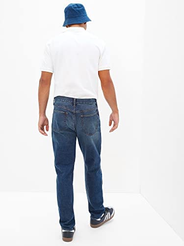 GAP Mens Straight Taper Fit Jeans, Dark Wash Indigo, 36W x 32L US