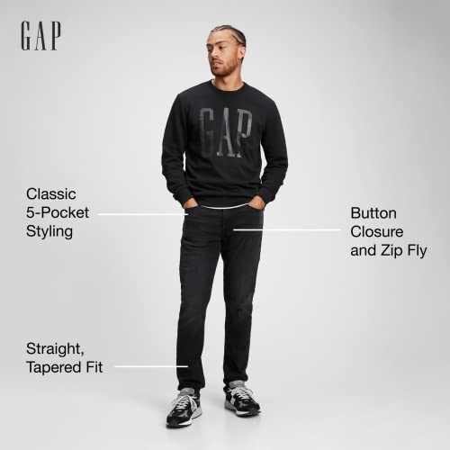 GAP Mens Straight Taper Fit Jeans, Dark Wash Indigo, 36W x 32L US